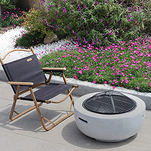 LEAYAN Garden Fire Pit Grill Bowl Grill Barbecue Rack Fire Pits Outdoor Garden Burning Fire Pit BBQ Grill Table - 23β, Outdoor Burning Fire Bowl with Spark Screen Cover and Poker