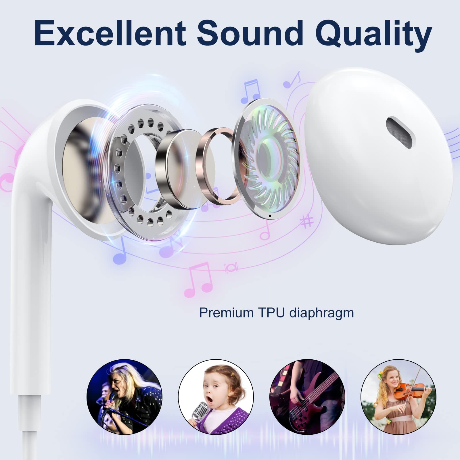 iPhone Earbuds Wired with Lightning Connector iPhone Headphones Wired Earphones with Built-in Microphone & Volume Control【MFi Certified】Compatible with iPhone 14/13/12/11/XR/XS/X/8/7/SE-All iOS