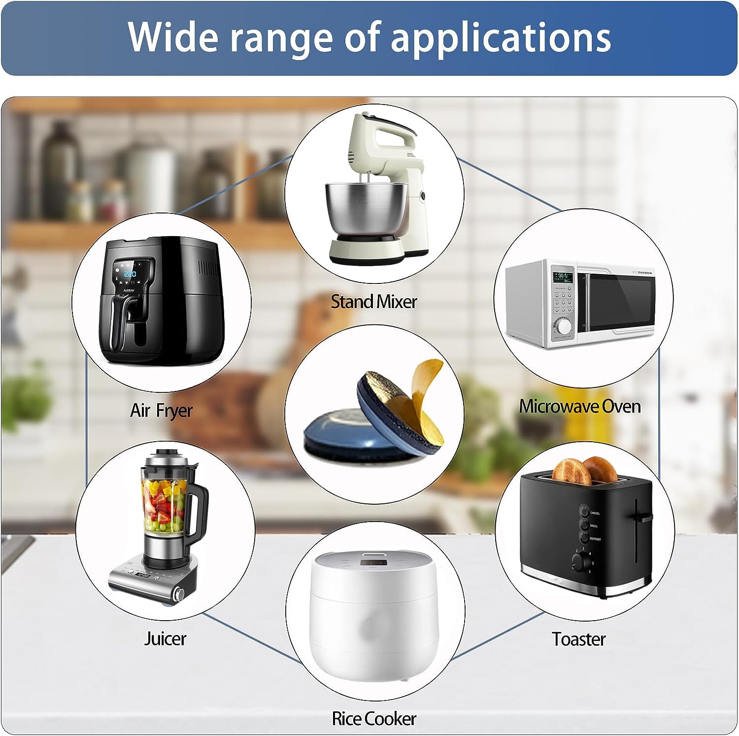 Appliance Sliders for Kitchen Appliances, 8 PCS Easy Moving & Saving Space Self Stick Appliance Slider for Most Countertop Small Kitchen Appliance Coffee Maker, Air Fryer, Pressure Cooker