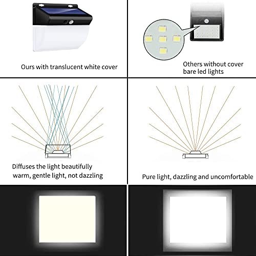 Pisool Solar Lights Outdoor, [2 Pack/3 Modes] Solar Motion Sensor Lights IP65 Waterproof Solar Powered Security Outdoor Wall Lights for Fence Deck Patio Porch Garden Garage (Warm White)