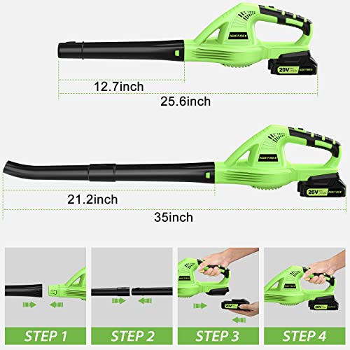 Cordless Leaf Blower - Lightweight Electric Blower with 2 Batteries & Charger - 20V Battery Powered Small Handheld Blower for Lawn Care