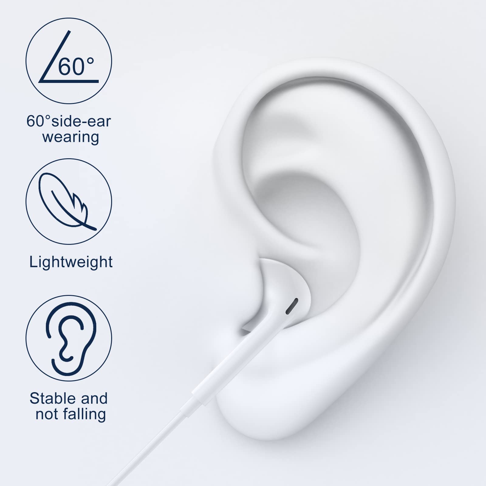 iPhone Earbuds Wired with Lightning Connector iPhone Headphones Wired Earphones with Built-in Microphone & Volume Control【MFi Certified】Compatible with iPhone 14/13/12/11/XR/XS/X/8/7/SE-All iOS
