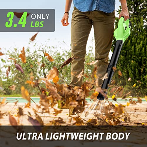 Cordless Leaf Blower - Lightweight Electric Blower with 2 Batteries & Charger - 20V Battery Powered Small Handheld Blower for Lawn Care