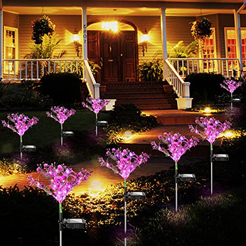 EEEkit Solar Garden Lights Outdoor Decorative, 2 Pack IP65 Waterproof Solar Phalaenopsis Flowers Stake Lights with 28 LED for Patio, Garden, Yard, Lawn, Pathway Driveway Pool Balcony Decoration