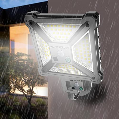 Xinsrenus Solar Outdoor Lights, Motion Sensor Solar Powered Lights IPX65 Waterproof, 3 Modes, with Remote Control, Wall Security Lights for Fence Yard Garden Patio… (LED)