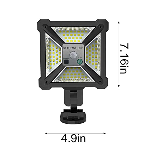 Xinsrenus Solar Outdoor Lights, Motion Sensor Solar Powered Lights IPX65 Waterproof, 3 Modes, with Remote Control, Wall Security Lights for Fence Yard Garden Patio… (LED)