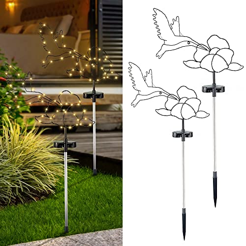 Woohaha Solar Pathway Lights Outdoor,2PACK 26inch Hummingbird Solar Copper Lights with 8 Modes,Solar Garden Lights,Solar Walkway Lights for Garden, Landscape, Path, Yard, Patio, Driveway(Hummingbird)