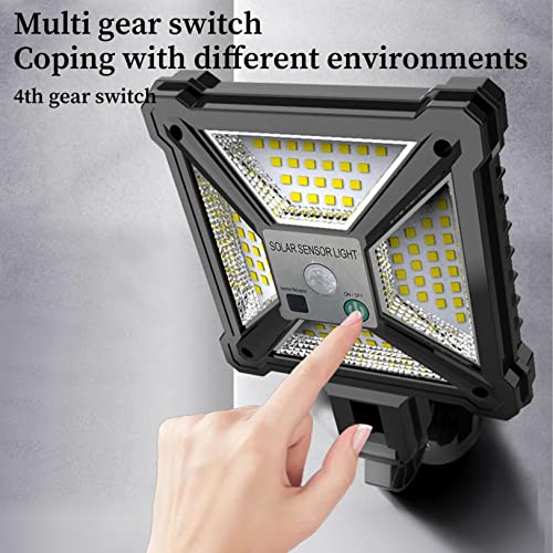 Xinsrenus Solar Outdoor Lights, Motion Sensor Solar Powered Lights IPX65 Waterproof, 3 Modes, with Remote Control, Wall Security Lights for Fence Yard Garden Patio… (LED)