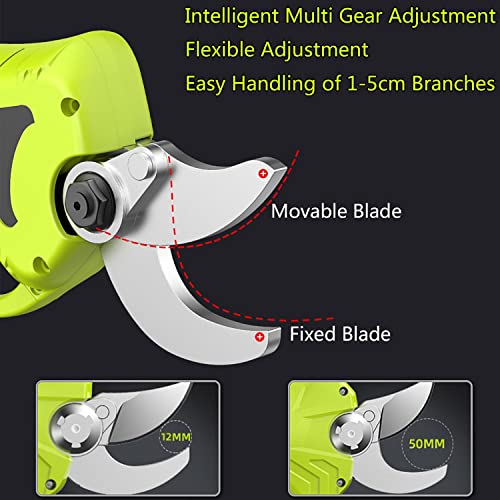 CUPLES 50mm/1.96" Electric Pruning Shears, Cordless Rechargeable Garden Tree Branch Pruner, 2 Lithium Battery, 2 Blades Portable Pruning Shears 7-8 Working Hours