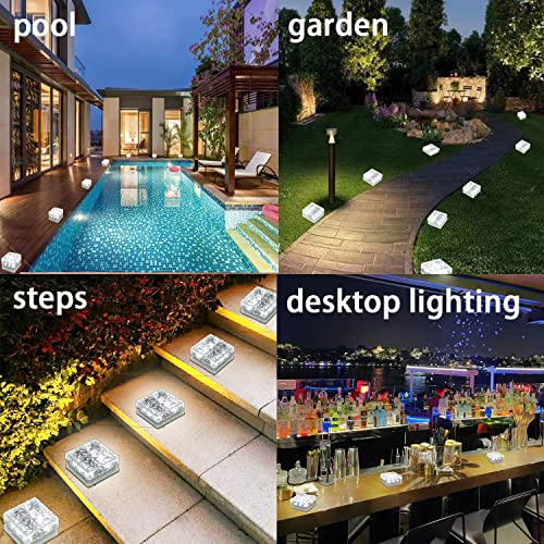 WAHZAUS Solar Ground Lights, 4” x 4” Square Garden Solar Lights Outdoor Waterproof, Solar Outdoor Lights for Garden Lawn Yard Walkway Patio Grounds Decorations.(4 Pack White)