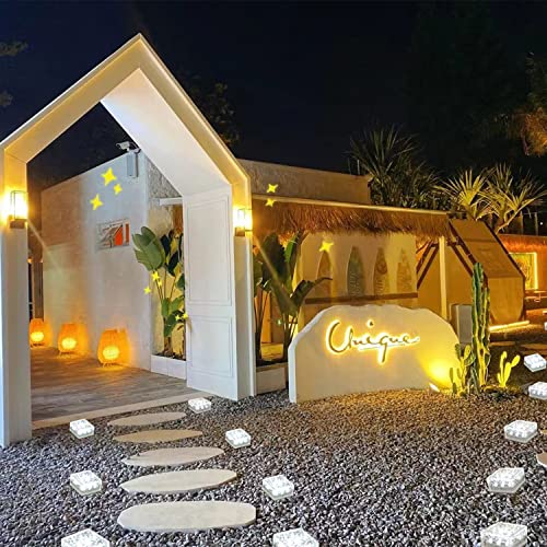 WAHZAUS Solar Ground Lights, 4” x 4” Square Garden Solar Lights Outdoor Waterproof, Solar Outdoor Lights for Garden Lawn Yard Walkway Patio Grounds Decorations.(4 Pack White)