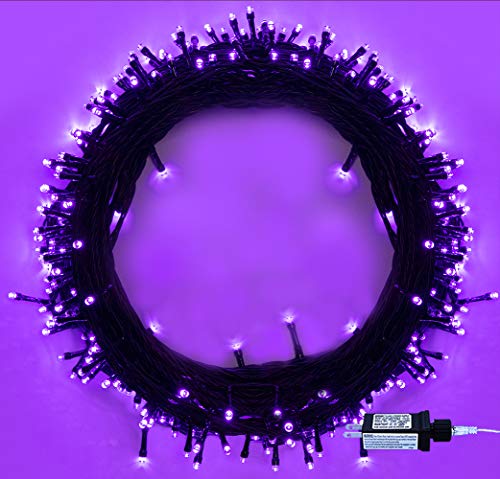 Outdoor Christmas String Lights, 320 LED 35m/115ft Indoor Waterproof 8 Modes Fairy Twinkle Lights End-to-End Plug in, for Christmas Tree Garden Wedding Party Home Patio Lawn Decoration (Purple)