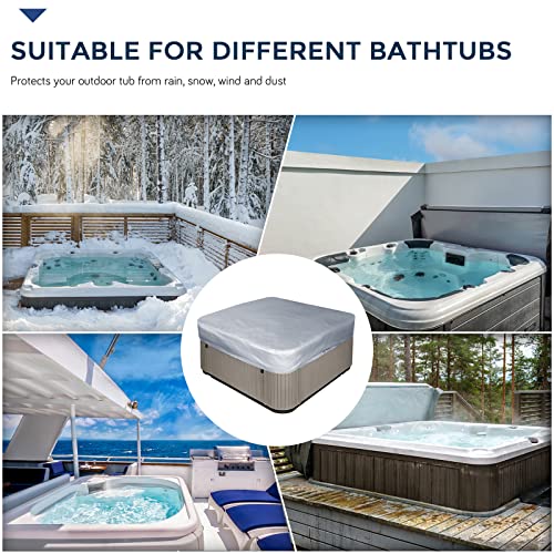 Aurragiy Square Hot Tub Cover Garden Hot Tub Spa Cover Replacement Waterproof UV Protected Rectangular Spa Cover Outdoor Spa Covers(91''Lx91''Wx12''H, Grey)