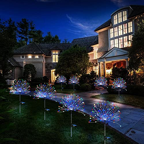 BQOQB 2Pack Solar Firework Lights Garden Lights 150 LED Solar Decorative Lights Waterproof Stake Landscape Lights with 2 Flashing Modes for Outdoor Patio Yard Lawn Pathway Landscape DecorâŠ