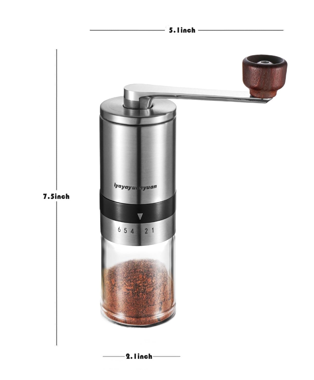 Manual Coffee Bean Grinder | Ceramic Burr with 6 Adjustable Settings | Portable Hand Coffee Mill for Espresso, French Press, Cold Brew & Drip Coffee | Easy to Use & Clean at Home, Travel, Camping