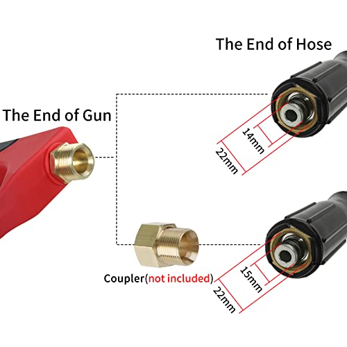 Sooprinse Short Pressure Washer Gun 3000 PSI, 7 Inch Replacement Extension Curved Wand, 5 Nozzle Tips, M22-14 Inlet