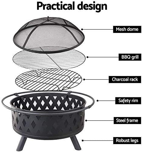 LEAYAN Garden Fire Pit Portable Grill Barbecue Rack Wood Burning Fire Pit Backyard with Cooking Grill,Fire Pit Multifunctional Barbecue Rack Indoor Winter Charcoal Heater for Camping Backyard