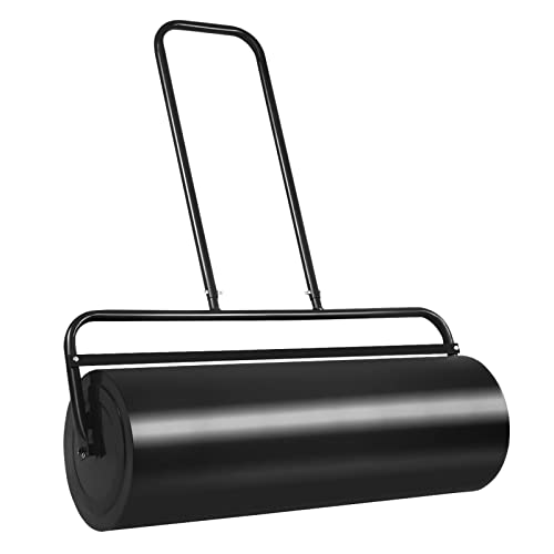 Happytools Lawn Roller, 17 Gallons/63 L Push/Pull Steel Sod Roller w/Ergonomic Handle, Lawn Rollers Tow Behind Water Filled for Park, Garden, Yard, Ball Field (36'' / 17 Gal), Black