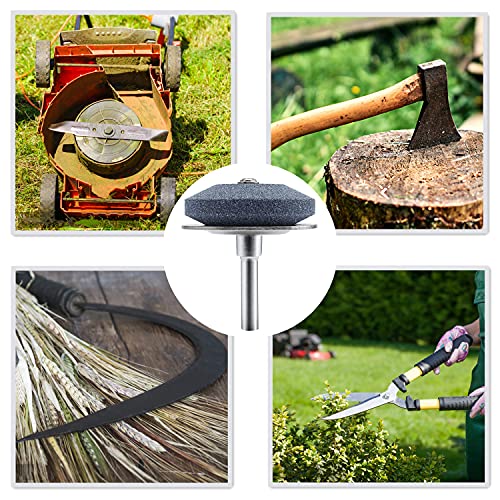 EtekStorm Lawn Mower Blade Sharpener Steel Backing Design Universal Multi-Sharp Rotary Lawnmower Sharpen Kit for Power Drill Hand Drill, Blade Balancer (5 Pack)