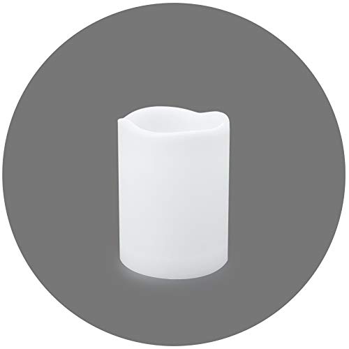 YINCHI Outdoor Waterproof Flameless Candle with Timer - Flickering White Plastic Battery Operated LED Lantern Light Bright Resin Electric Pillar for Outside Patio Garden Party Wedding Deco 3”(D)x4”(H)