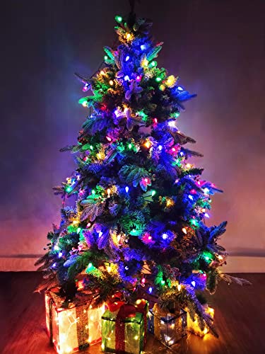 ZOFUNNY 2 Pack C6 Christmas String Light Decor, Total 32.8Ft 100LED Timer 8 Mode Battery Operated Waterproof Xmas Fairy Lights Garden Christmas Tree Decor Home Indoor Outdoor Party, 50LED 16.4Ft Each