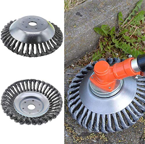 HUYUR 8 Inches Steal Wire Brush Cutter Trimmer Head with Adapter for for String Trimmers, Rust Removal, Lawn Mower - Cutter Garden Grass Accessories Tool