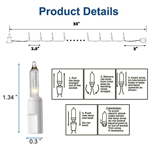 Twinkle Star 2 Pack Christmas Clear Outdoor Lights, White Wire 150-count Lights 120V UL Certified Incandescent Mini String Light, Connectable for Xmas Tree Home Patio Holiday Party Garden Decorations