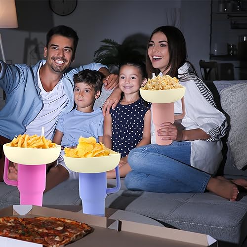 BABORUI Snack Tray for Stanley 30 oz Tumbler with Handle, Tumbler Snack Bowl Compatible with Stanley Cup 30 oz, Reusable Snack Ring for Stanley Cup Accessories(Silicone White)