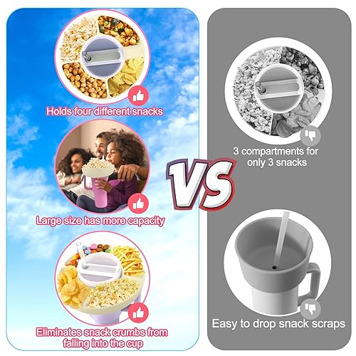 BABORUI Snack Tray for Stanley 30 oz Tumbler with Handle, Tumbler Snack Bowl Compatible with Stanley Cup 30 oz, Reusable Snack Ring for Stanley Cup Accessories(Silicone White)