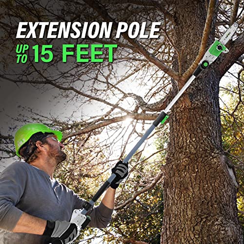 SOYUS Cordless Pole Saw, Telescoping Electric Pole Chain Saw Auto Oiling, 2.0Ah Battery,Multi-Angle Pole Chainsaw for Branch Cutting & Tree Trimming