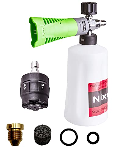 Snow Foam Cannon with 1/4 Inch Quick Connect Use to be Pressure Washer Sprayer Gun, 5-in-1 High Pressure Spray Nozzle Tips Car Wash Soap Attachment Kit, Foaming Cleaner Tool