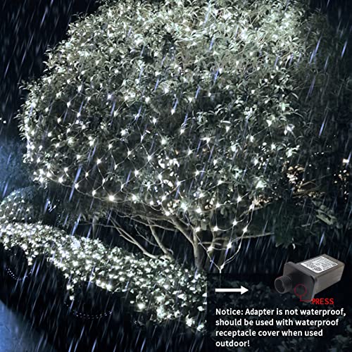 Outdoor String Lights 13.1X19.6Ft Net Bush Light Mains Powered Super Bright 660LED Fence Garden Net Light Plug in Remote Control,Clear Wire,Memory Built-in Timer Curtain Lights for Holiday,Home Decor