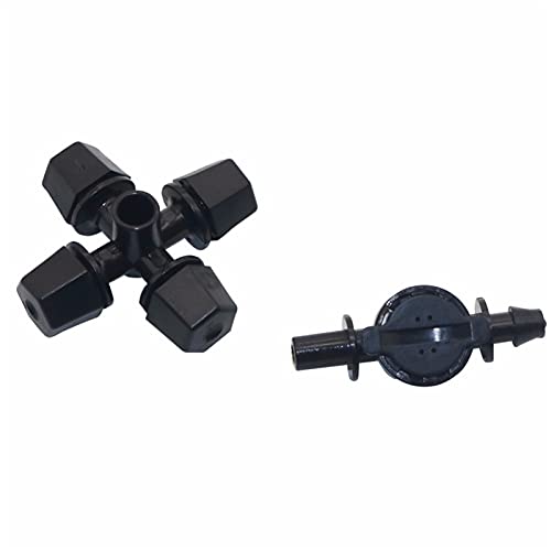 ZXCVB 20 Pcs Black Cross Fog Spray Nozzle Garden Sprayer with Anti-drip Cooling Mist System 1/4' Hose Atomizing Fog Pressure Spray