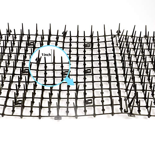 Hmyomina Cat Scat Mat with Spikes Prickle Strips Digging Stopper Pest Repellent Spike Deterrent Mat, 16 X 8 inch(12pack) and 8.FT