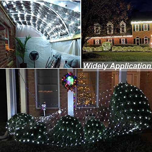 Outdoor String Lights 13.1X19.6Ft Net Bush Light Mains Powered Super Bright 660LED Fence Garden Net Light Plug in Remote Control,Clear Wire,Memory Built-in Timer Curtain Lights for Holiday,Home Decor