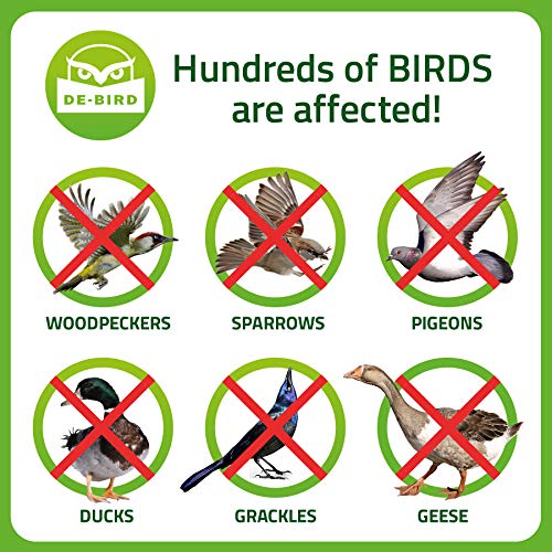 De-Bird: Scare Tape - Reflective Tape Outdoor to Keep Away Woodpecker, Pigeon, Grackles, and More. Stops Damage, Roosting, and Mess (350ft Roll)