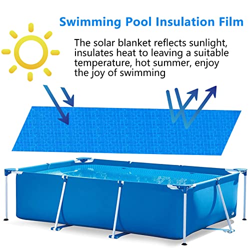 SGQCAR Rectangular Pool Cover, Fits 103in x 68.8in Rectangle Inflatable Swimming Pool Cover, Frame Pool Cover with Ropes, Dustproof Garden Outdoor Paddling Family Pools Protector 103 x 68.8inch