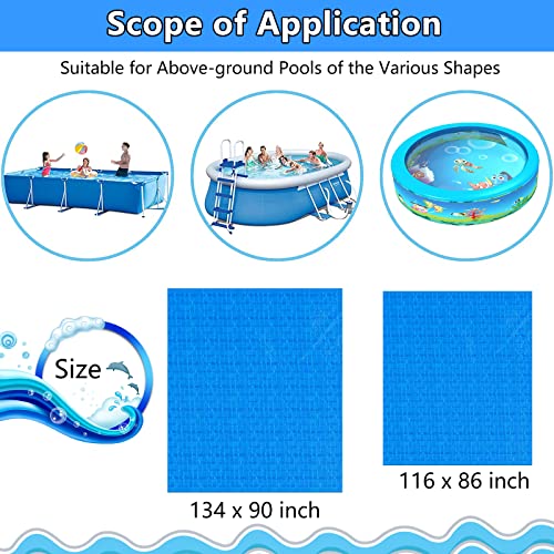 SGQCAR Rectangular Pool Cover, Fits 103in x 68.8in Rectangle Inflatable Swimming Pool Cover, Frame Pool Cover with Ropes, Dustproof Garden Outdoor Paddling Family Pools Protector 103 x 68.8inch