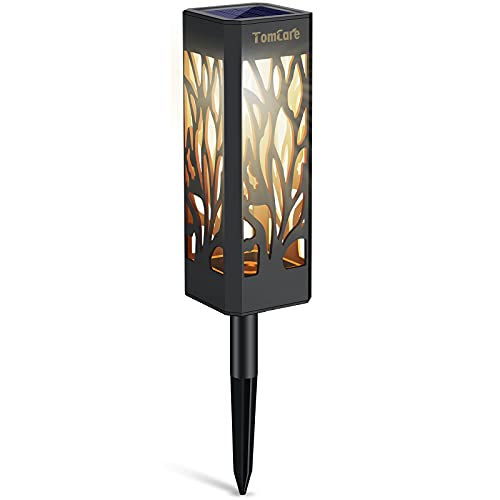 TomCare Solar Lights Outdoor Upgraded Bright Solar Pathway Lights Bigger Size Decorative Solar Garden Lights Waterproof Solar Powered Led Landscape Lighting for Path Lawn Patio Yard Walkway,Black(1)
