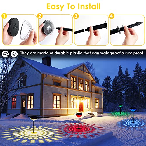 Chinco Star Bright Solar Lights Outdoor Waterproof 6 Pack Solar Outdoor Lights Kits LED Source Two Light Modes Patio Decorations Solar Garden Lights for Patio/Yard/Lawn/Walkway