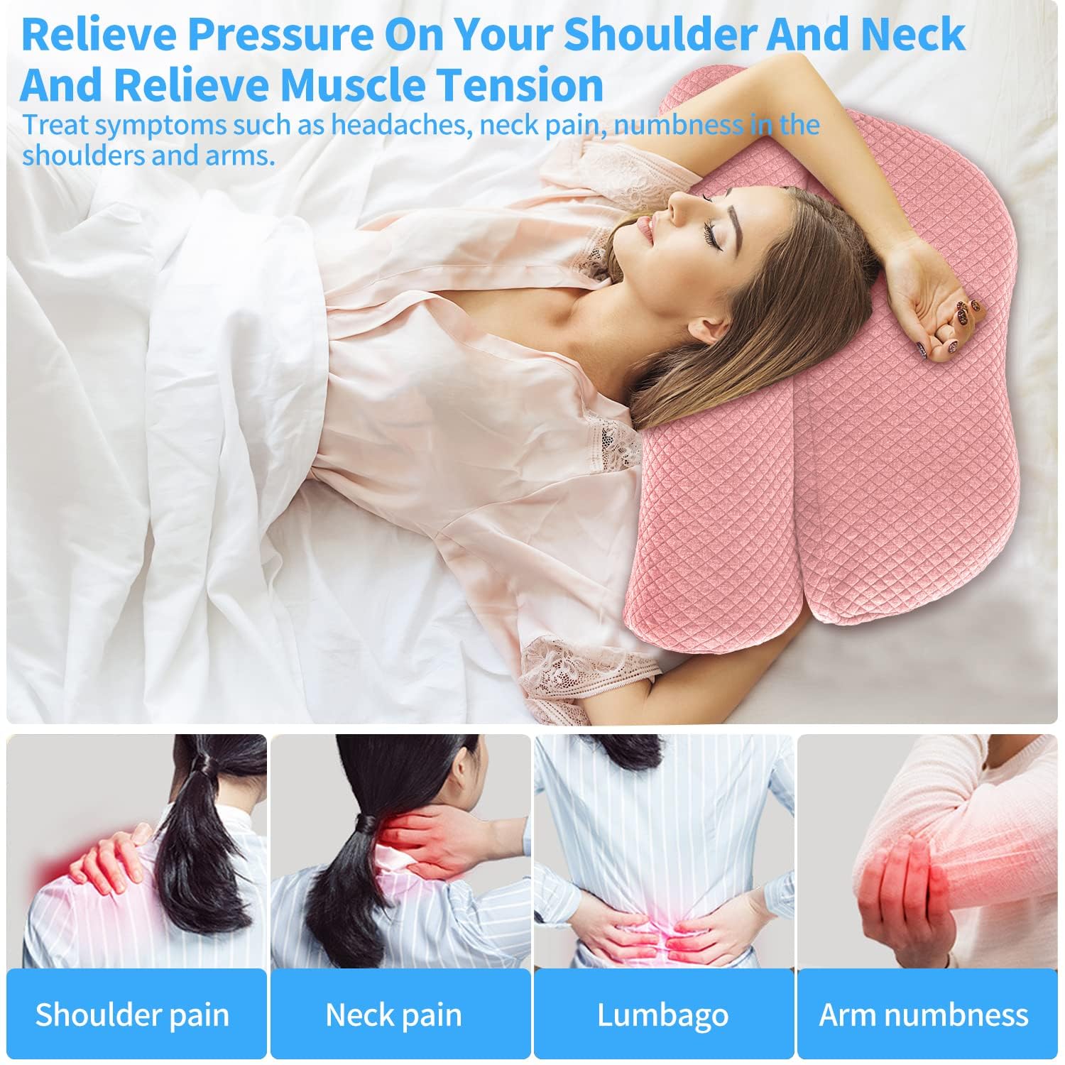 Rose Merry Neck Pillows for Pain Relief Sleeping, Neck Pillow for Neck Pain and Ergonomic Pillows for Sleeping, Orthopedic Pillows for Neck Pain, Sleeping for Back, Stomach, Side Sleeper, Pink…
