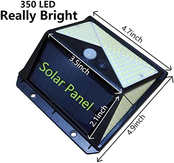 Cueplo 350 LED Solar Lights Outdoor,2 Pack IP65 Waterproof,Motion Sensor Solar Lights,Solar Powered Wall Lights Provide Eco-Friendly High-Brightness Lighting for Yard Garage Fence Garden