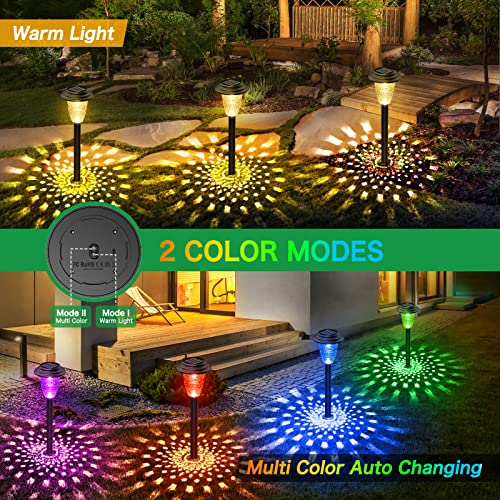ENSLI Solar Pathway Lights, 8 Pack Bright Color Changing/Warm White Solar Lights Outdoor Waterproof Solar Garden Lights, Outdoor Lights Solar Powered Landscape Path Lights for Yard, Walkway, Lawn