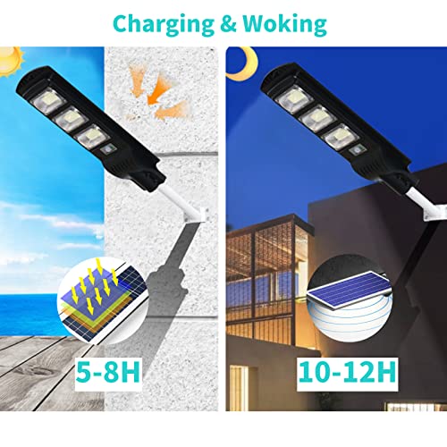Solar Street Lights Waterproof 144LED 9000 Lumens IP65 Solar Security Flood Light Dusk to Dawn Solar Powered Lamp with Motion Sensor and Remote Control for Garden, Pathway