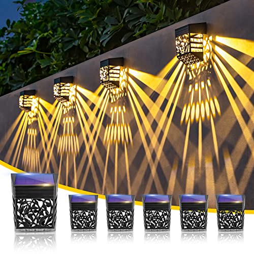 EGOBOO Solar Deck Lights for Stairs Outdoor Waterproof Led,6 Pcak Color Glow Fence Lights Solar Powered,Universal Front Yard Garden Pool Wall Wtep Post Mailbox Patio Landscape Lamps (Black)