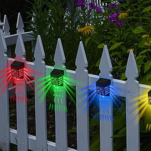 EGOBOO Solar Deck Lights for Stairs Outdoor Waterproof Led,6 Pcak Color Glow Fence Lights Solar Powered,Universal Front Yard Garden Pool Wall Wtep Post Mailbox Patio Landscape Lamps (Black)