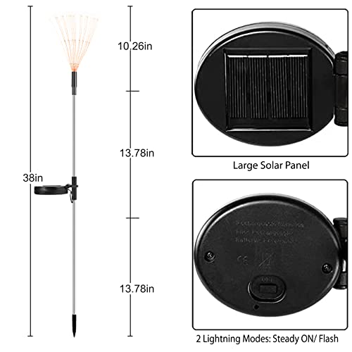 Lanthium Firework Solar Lights Outdoor, 6 Packs with 630 LEDs and Flexible Copper Wire, 2 Lighting Modes Solar Firework Lights Outdoor Waterproof for Garden, Landscape, Passage, Decor