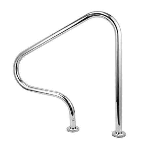 Antourlamm 1PCS Swimming Pool Handrail, 304 Stainless Steel Non-Slip Pool Handrail, 3-Bend Pool Hand Grab Rail, for Garden Backyard Water Parks, 31.5x31.5 in