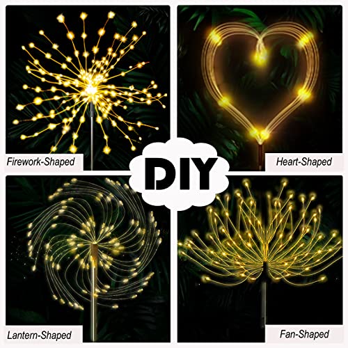 Lanthium Firework Solar Lights Outdoor, 6 Packs with 630 LEDs and Flexible Copper Wire, 2 Lighting Modes Solar Firework Lights Outdoor Waterproof for Garden, Landscape, Passage, Decor