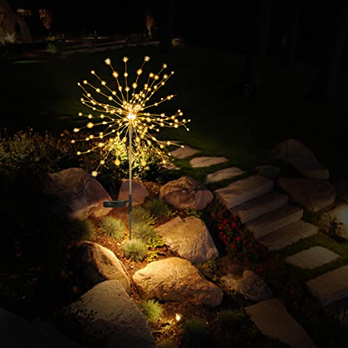 Lanthium Firework Solar Lights Outdoor, 6 Packs with 630 LEDs and Flexible Copper Wire, 2 Lighting Modes Solar Firework Lights Outdoor Waterproof for Garden, Landscape, Passage, Decor